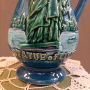 Vintage Rare Blue Green Statue of Liberty Pitcher Japan 5 5/8" Tall ...