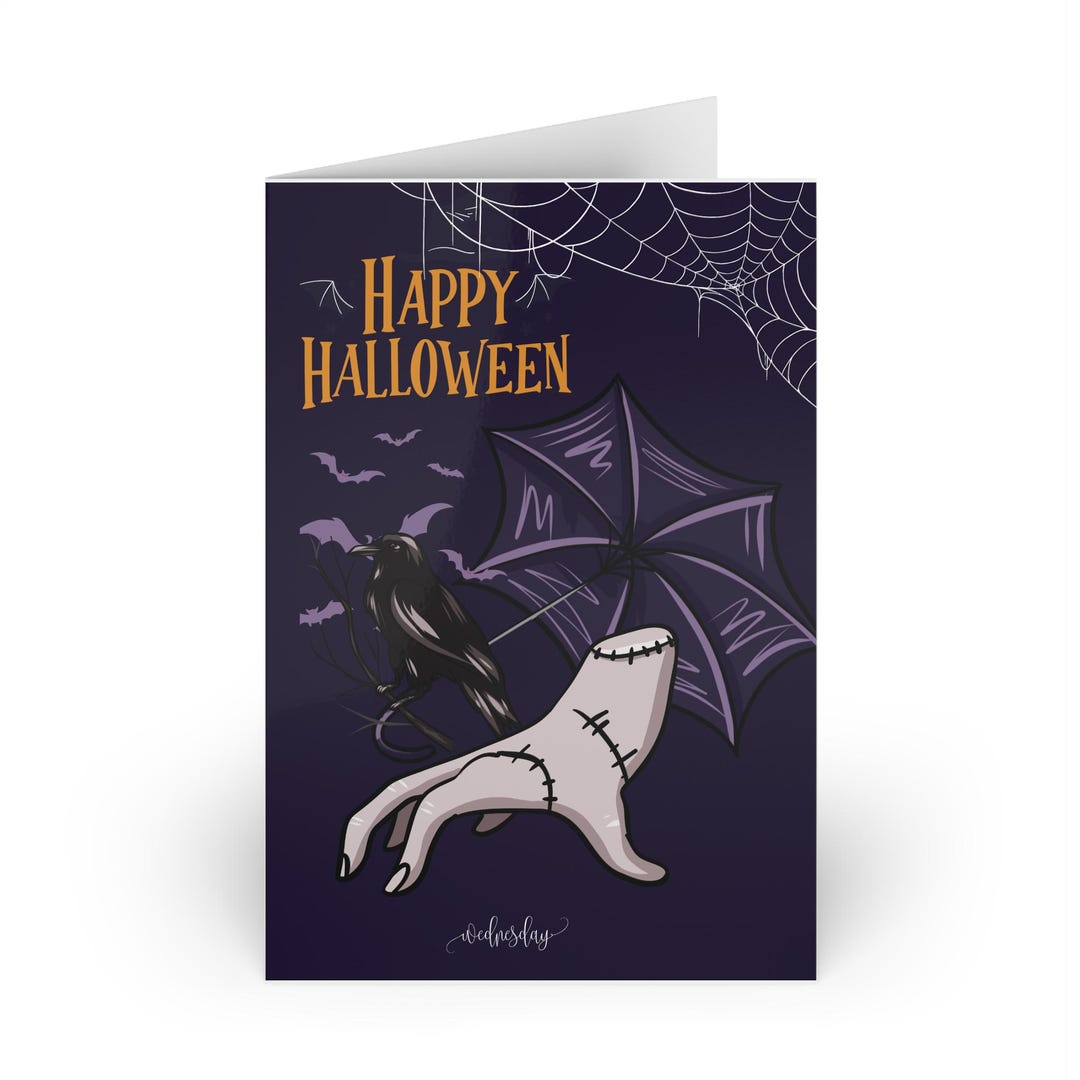 Wednesday Addams Style, Gothic Greeting Cards, Spooky Halloween ...