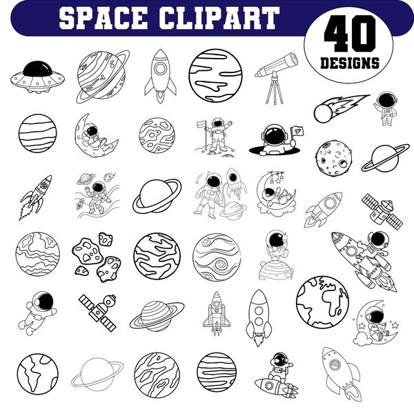 Outer Space Clipart - Etsy