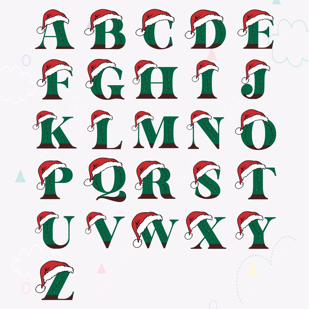 Christmas Alphabet SVG Bundle: Christmas Letters Clipart Png, Santa ...