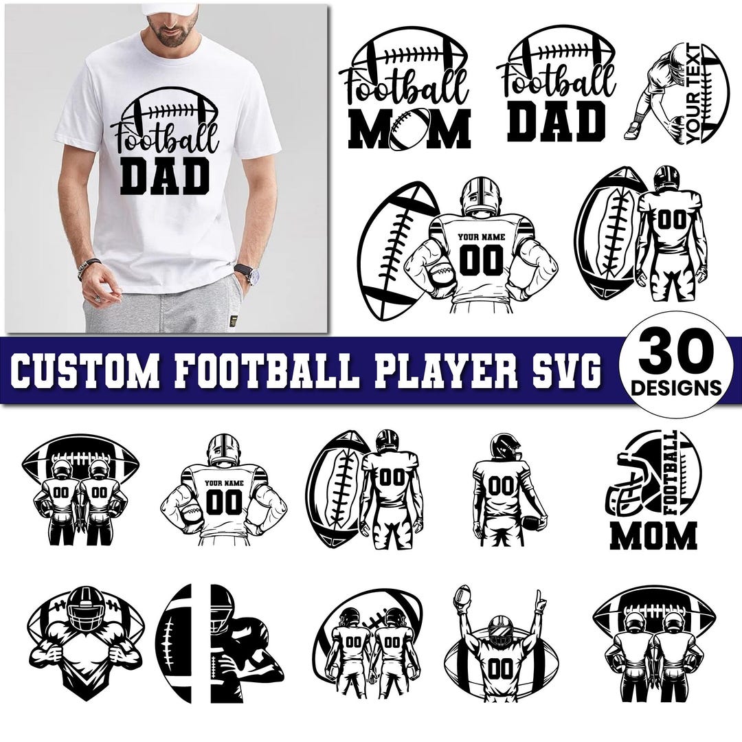 Custom Football Name SVG, Football Player SVG, Football Silhouette PNG ...