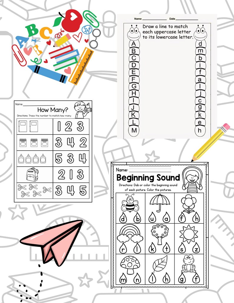 Kindergarten Worksheet Bundle | Printable Learning Activities | ABC ...