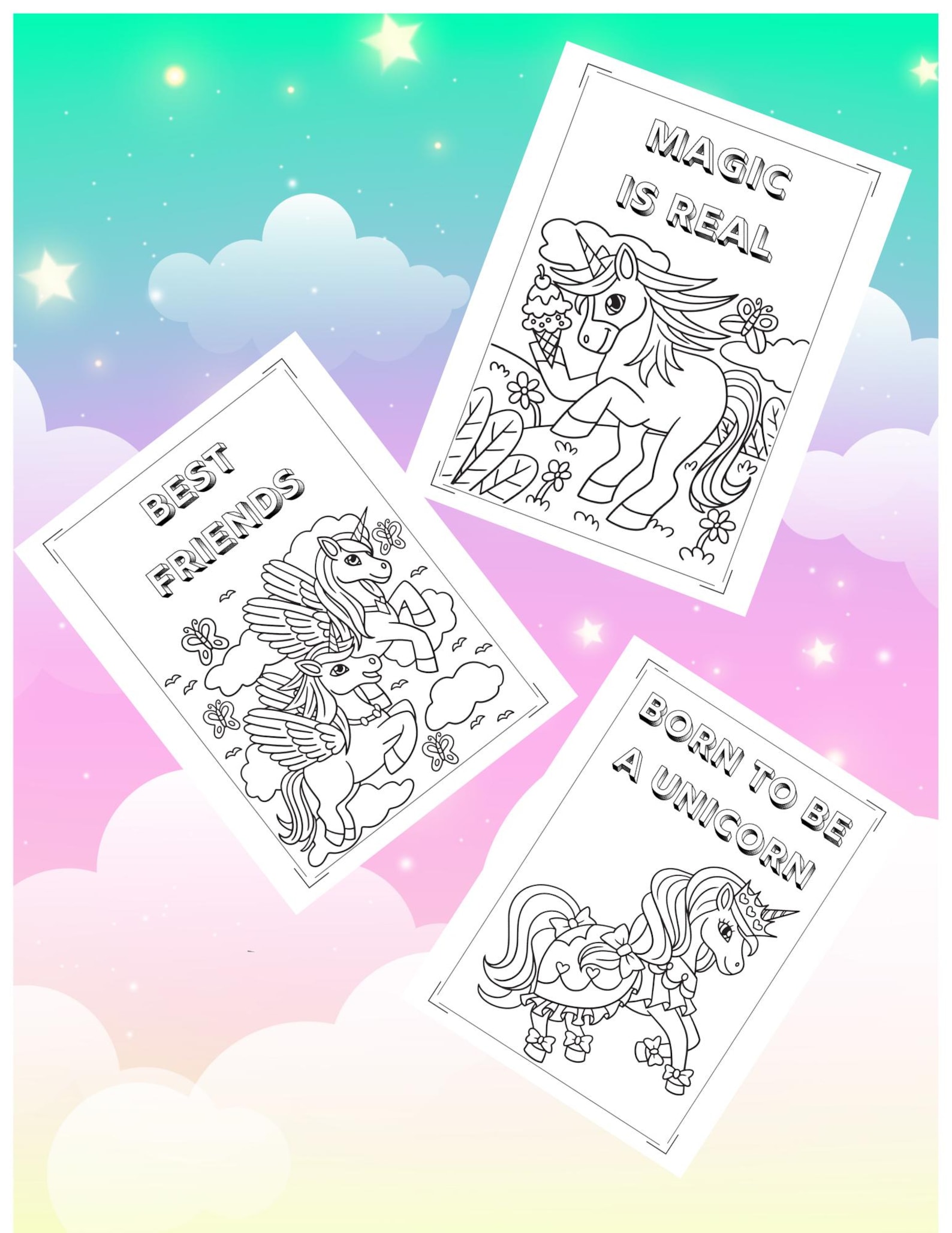 Unicorn Coloring Book: 28 Page Printable (digital Download) - Etsy