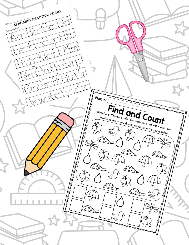 Kindergarten Worksheet Bundle | Printable Learning Activities | ABC ...