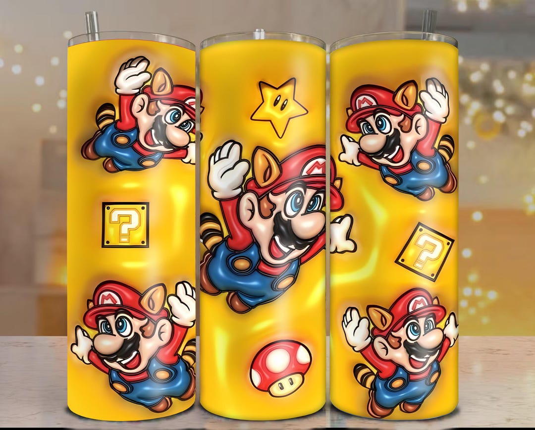 Super Mario Tumbler: Vibrant Nintendo Fan Gift, Power-up Design - Etsy