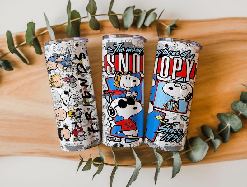 Pink Snoopy & Friends Tumbler Wrap – Pastel Cartoon Sublimation (PNG ...