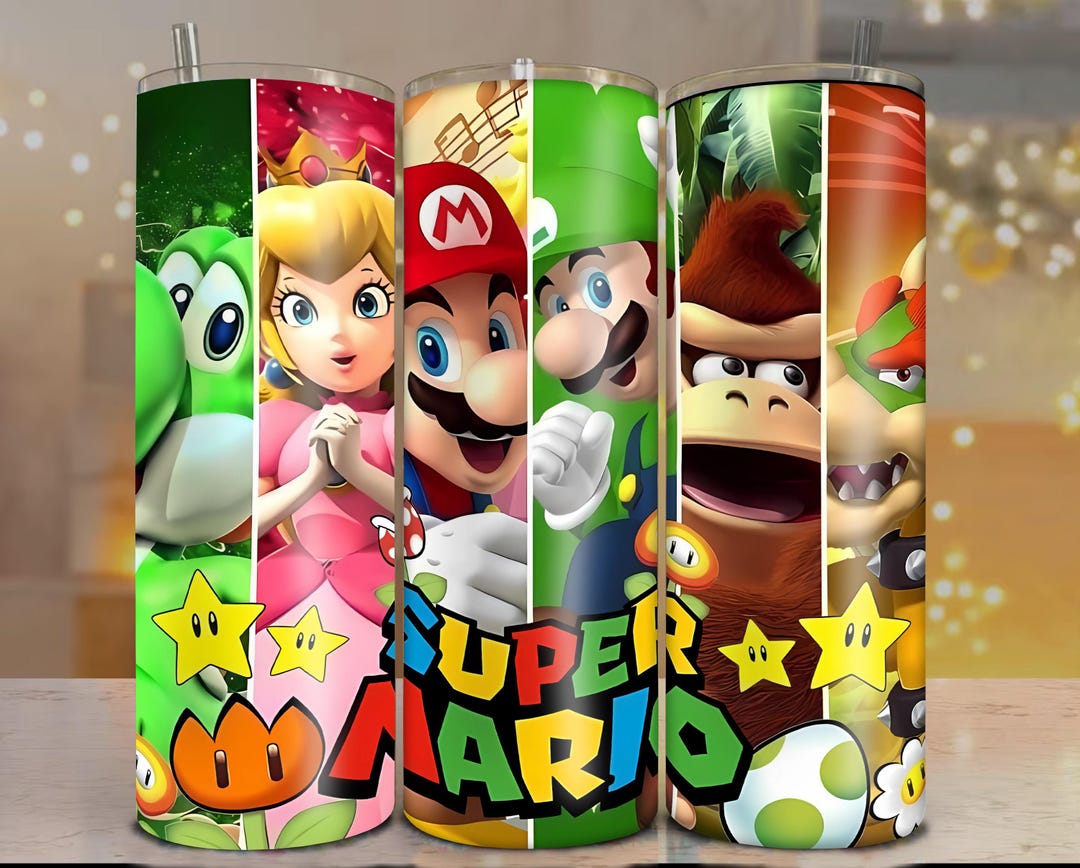 Super Mario Tumbler: Nintendo Characters, Vibrant Sublimation Print - Etsy
