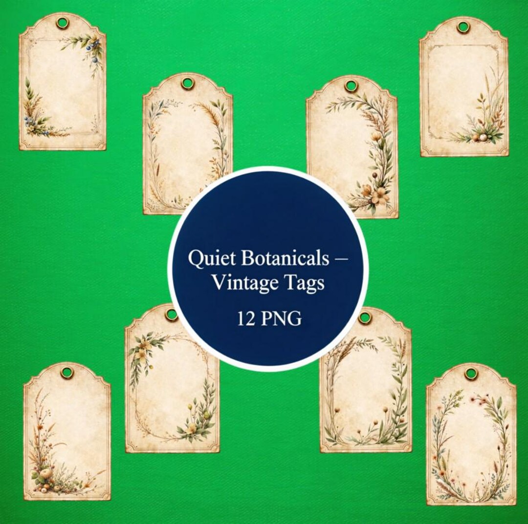 Quiet Botanicals – Vintage Tags 12 PNG - Etsy