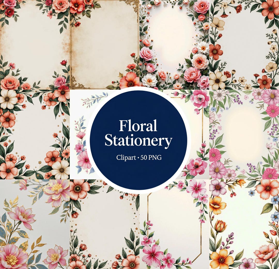 Floral Letter Paper Set • 50 Printable PNG Pages - Etsy