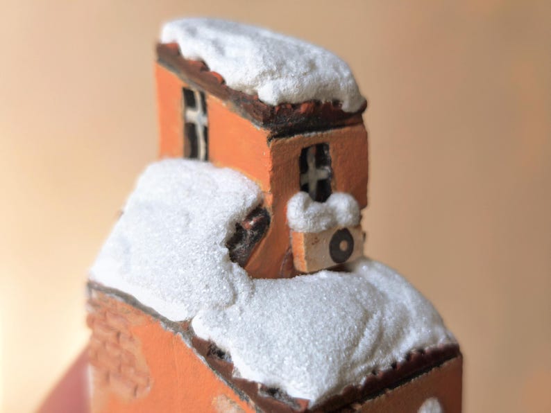 Handmade Snowy Mini Houses – Ceramic Winter Village Collectible Display ...