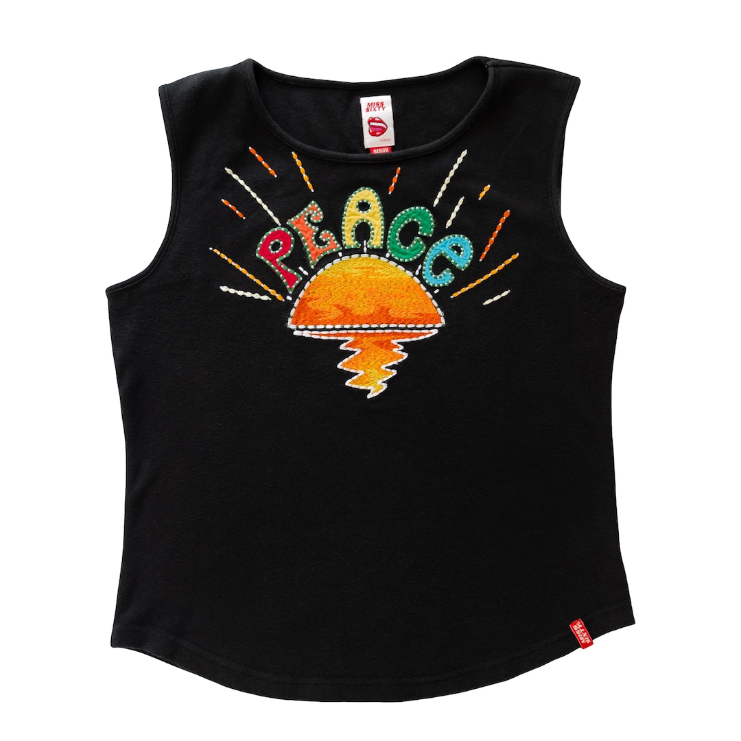 Rare Y2K Miss Sixty Peace Sunset Embroidered Top ASO the Lizzie Mcguire ...
