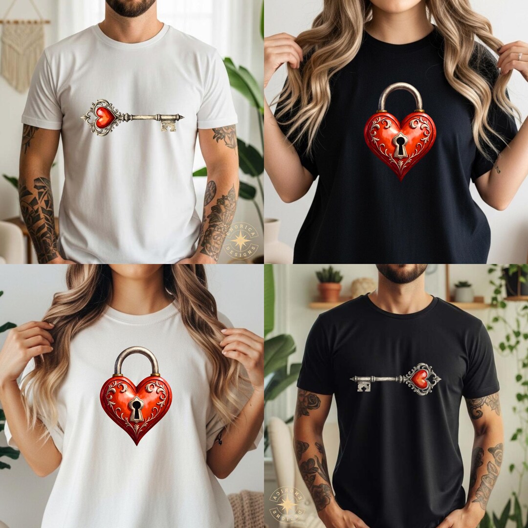 Valentine Heart Lock and Key PNG Bundle, Ornate Vintage Padlock ...