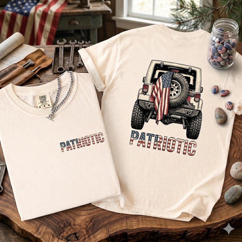 4th of July Offroad Tee, Patriotic 4x4 Truck Design, American Flag Back ...