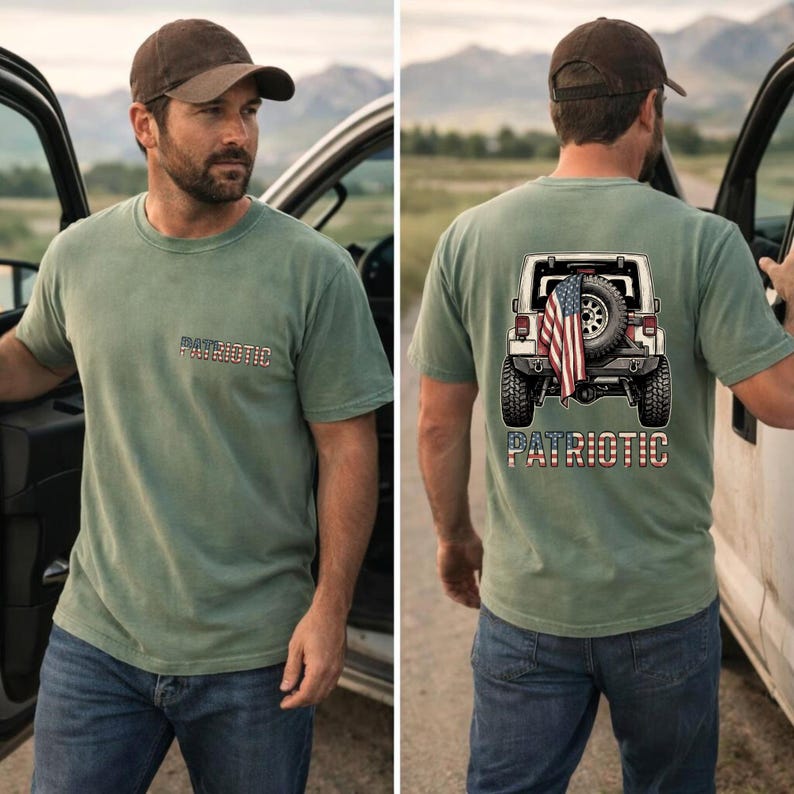 4th of July Offroad Tee, Patriotic 4x4 Truck Design, American Flag Back ...