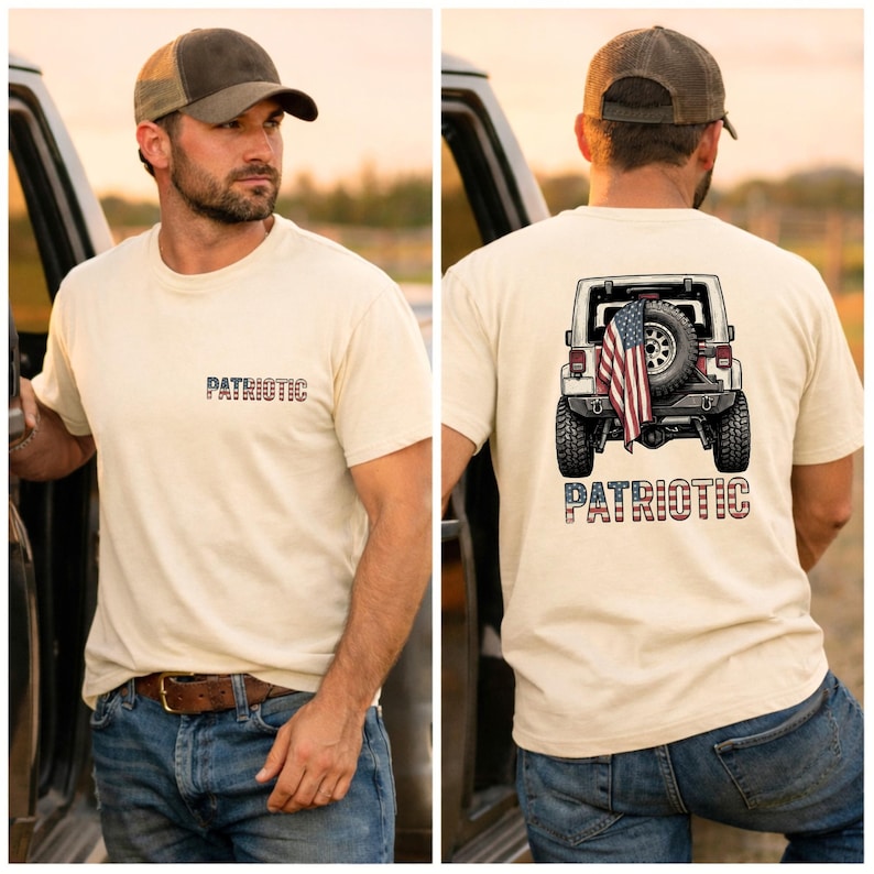 4th of July Offroad Tee, Patriotic 4x4 Truck Design, American Flag Back ...