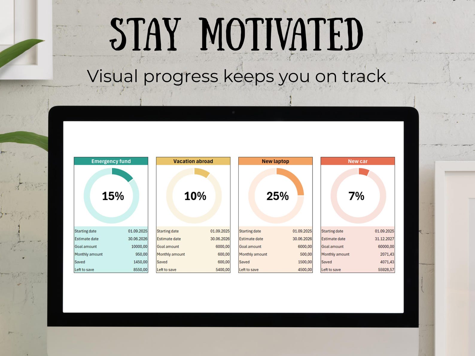 Savings Tracker Spreadsheet Excel | Budget & Finance Planner | 16 Goals ...