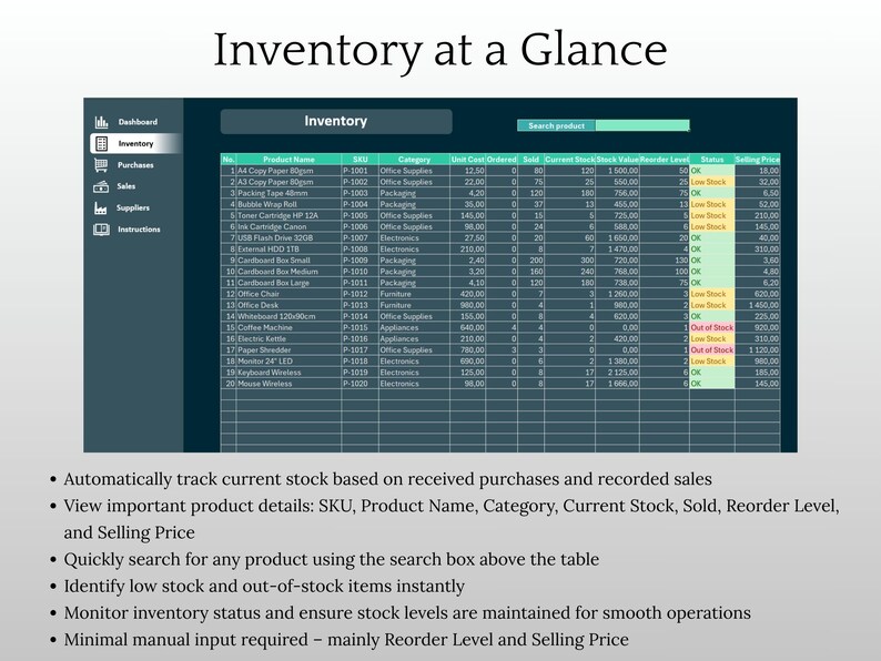 Inventory Tracker Excel Template, Small Business Inventory Management ...