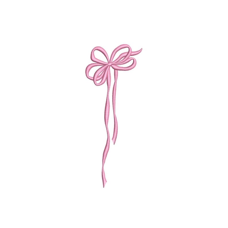 Pink Bow in Line Art Style Machine Embroidery Design, Instant Download ...