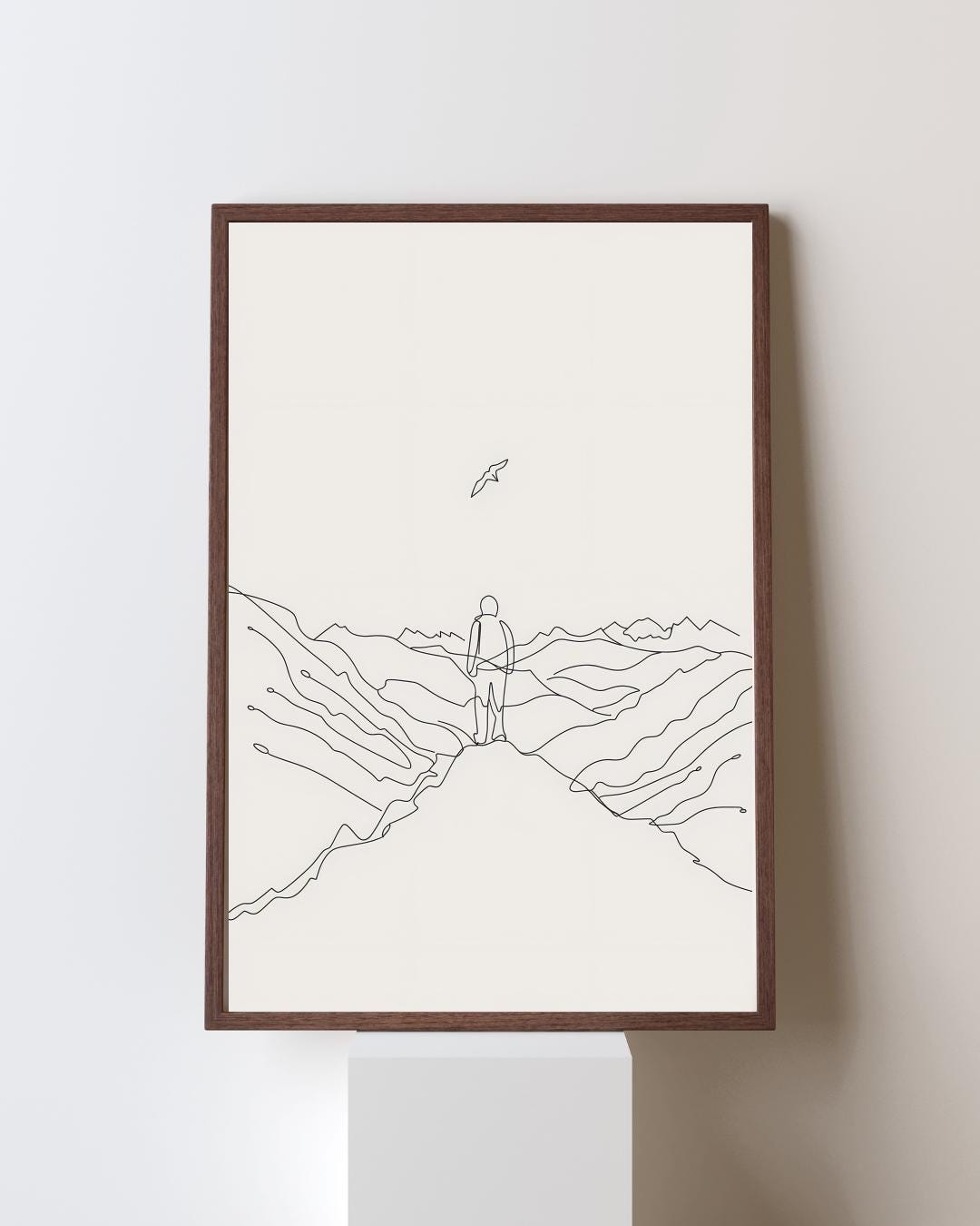 Mountain Explorer Line Art Print | Journey to Serene Horizons | Minimal ...