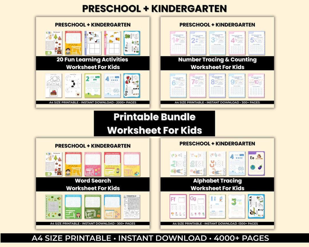 Kids Learning Activity Bundle: Alphabet Tracing, Word Search (PDF ...