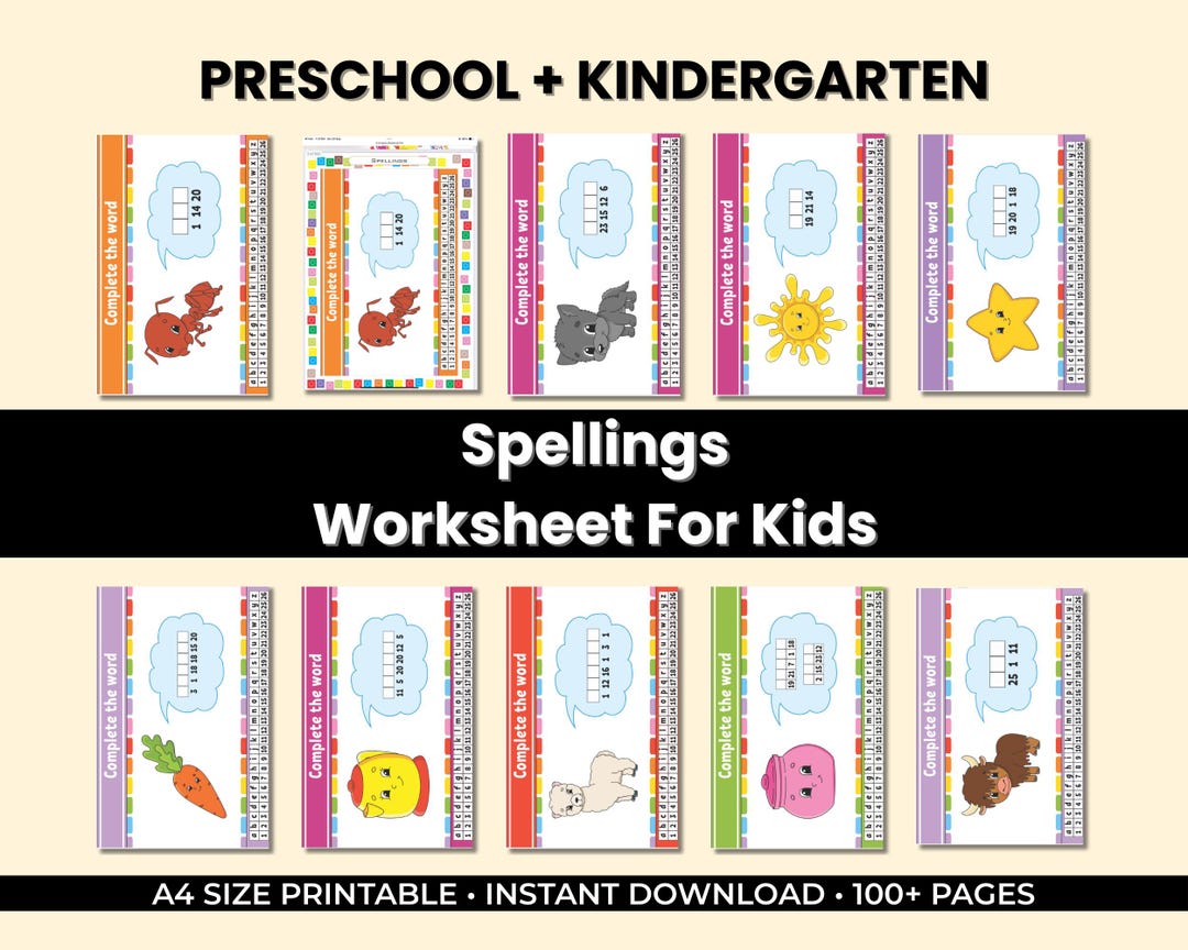 100-page Kids Spellings Workbook – Fun Educational Activities for ...