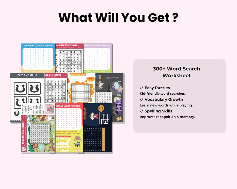 300+ Pages Kids Word Search Puzzles | Printable Learning Games (PDF) - Etsy