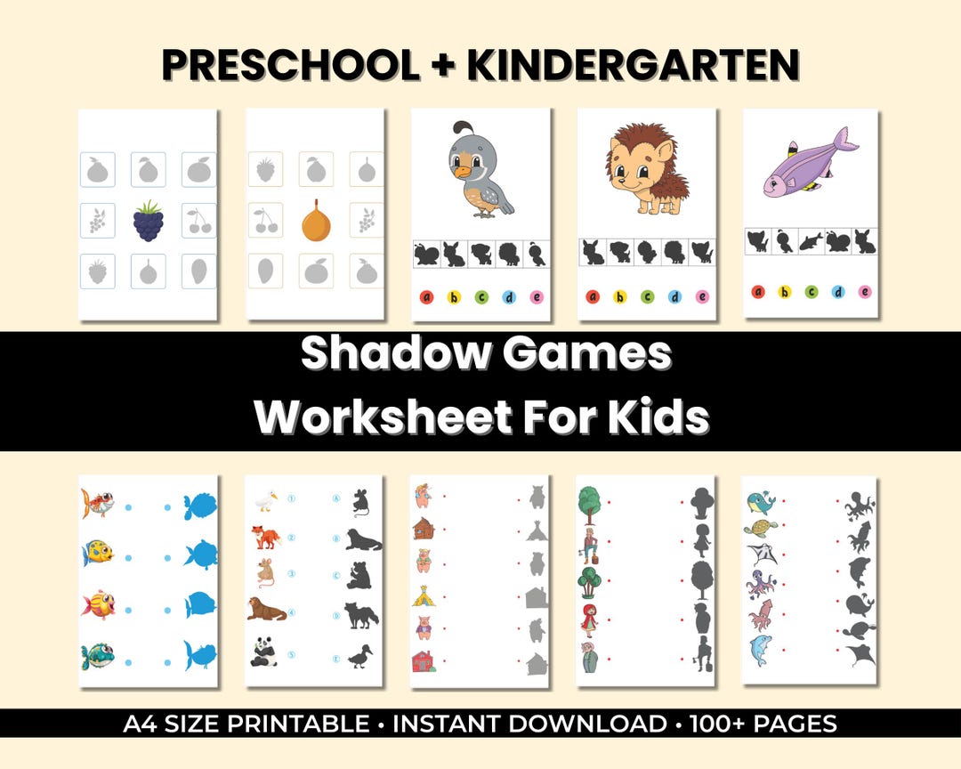100-page Kids Shadow Matching Activity Book – Fun Learning Games for ...