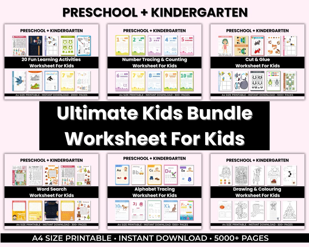 Preschool & Kindergarten Worksheets Mega Pack | 5000+ Pages Printable ...