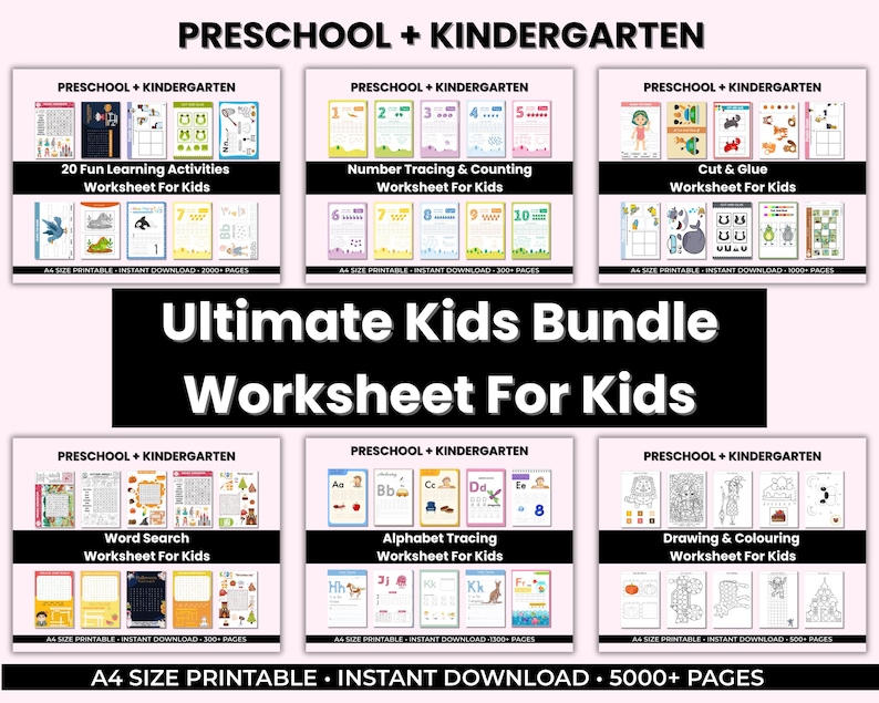 Preschool & Kindergarten Worksheets Mega Pack | 5000+ Pages Printable ...
