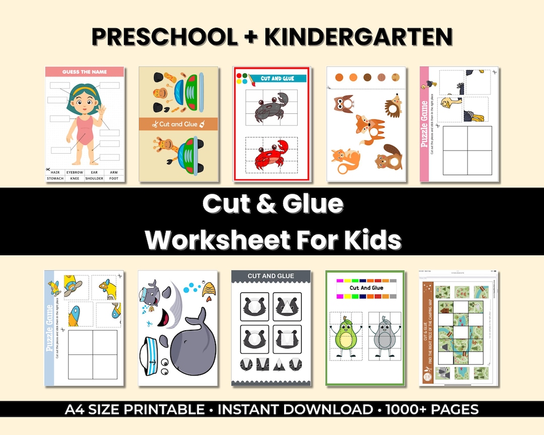 Cut and Glue Workbook: 1000+ Printable Preschool Activities (PDF ...