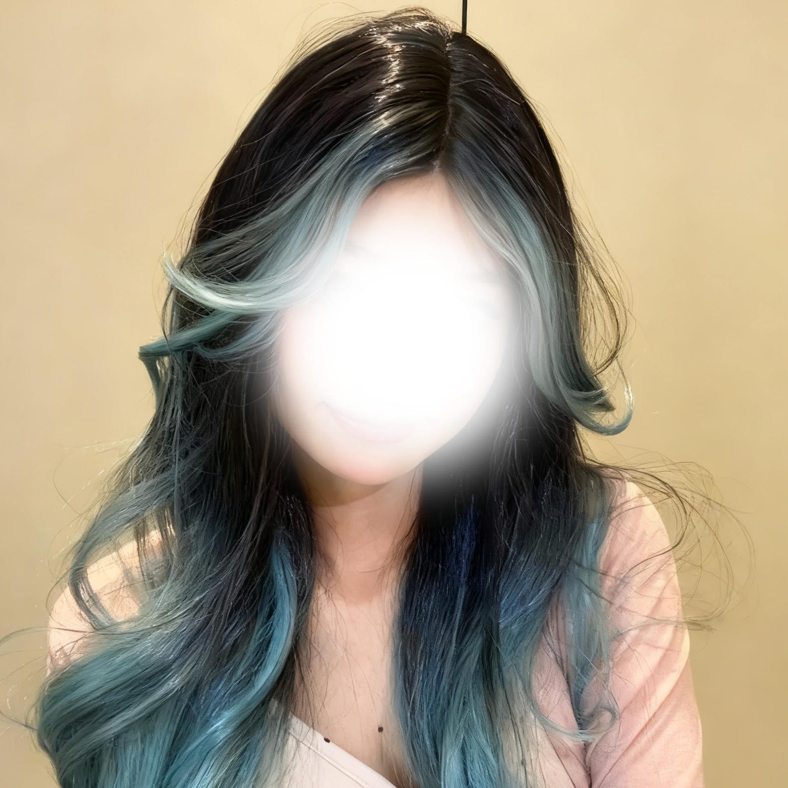 Natural Wavy Ombre Cos Wig With Mint Green Balayage Highlights, Perfect ...