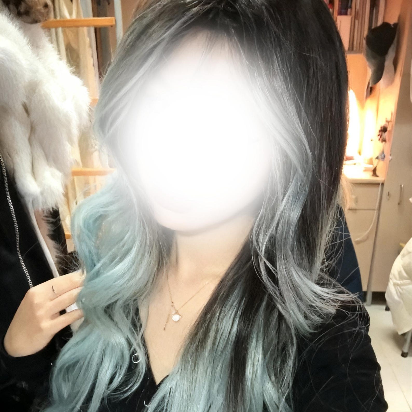 Natural Wavy Ombre Cos Wig With Mint Green Balayage Highlights, Perfect ...