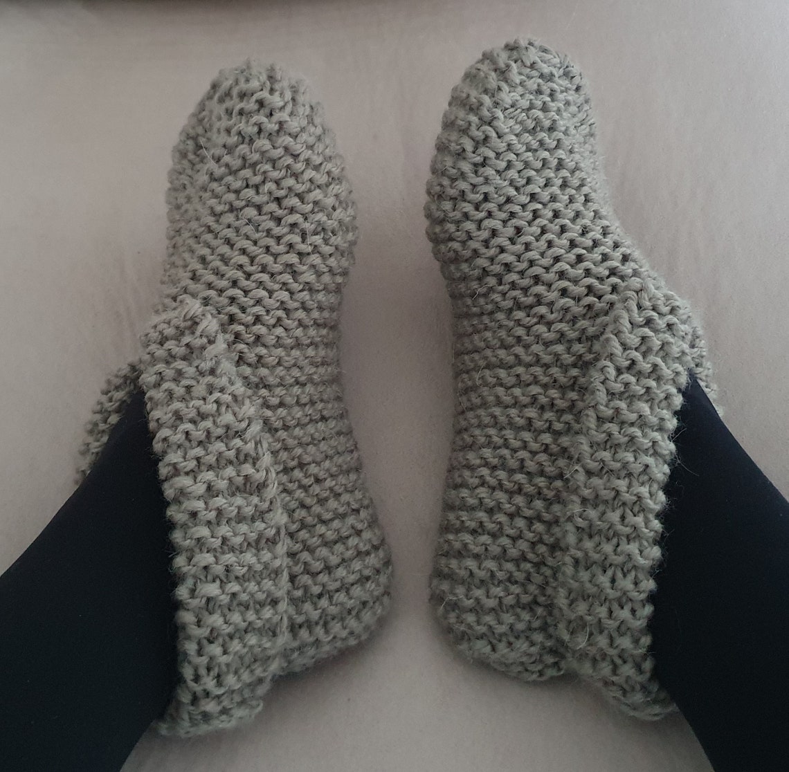 Chunky Garter Stitch Slippers With Cuff PDF Knitting Pattern - Etsy