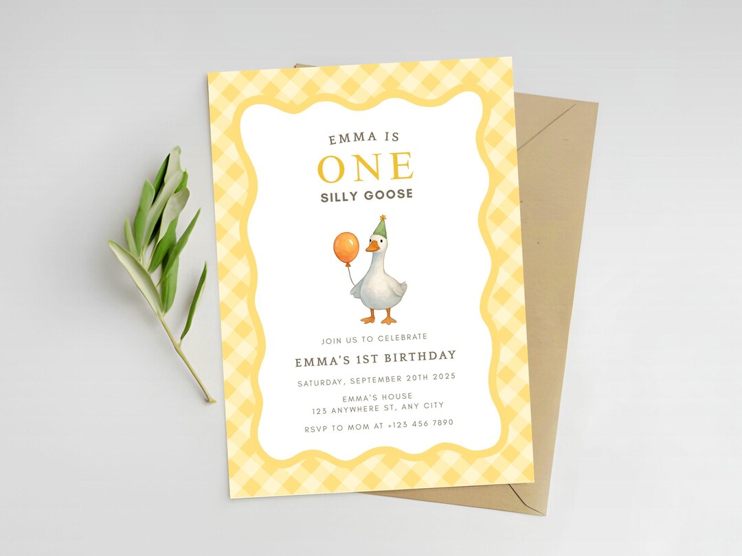 One Silly Goose Birthday Invitation Template 1st Birthday Girl Invite ...