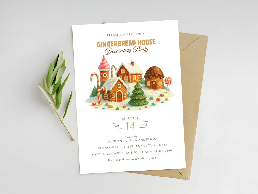 Gingerbread House Decorating Party Invitation Christmas Invite ...