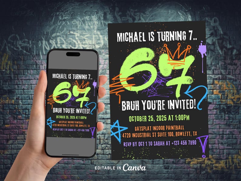 Six Seven Birthday Party Invitation 6 7 Meme Birthday 13th Birthday ...