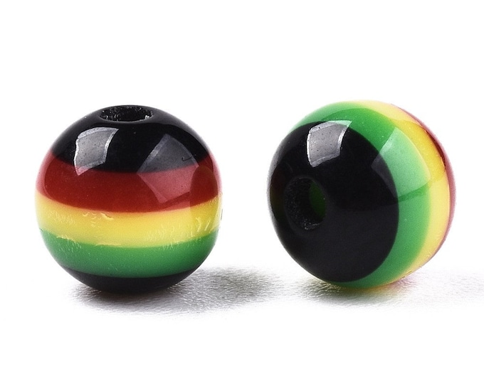 6mm Reggae Round Resin Beads Ghana Jamaica Striped 30pcs - Etsy