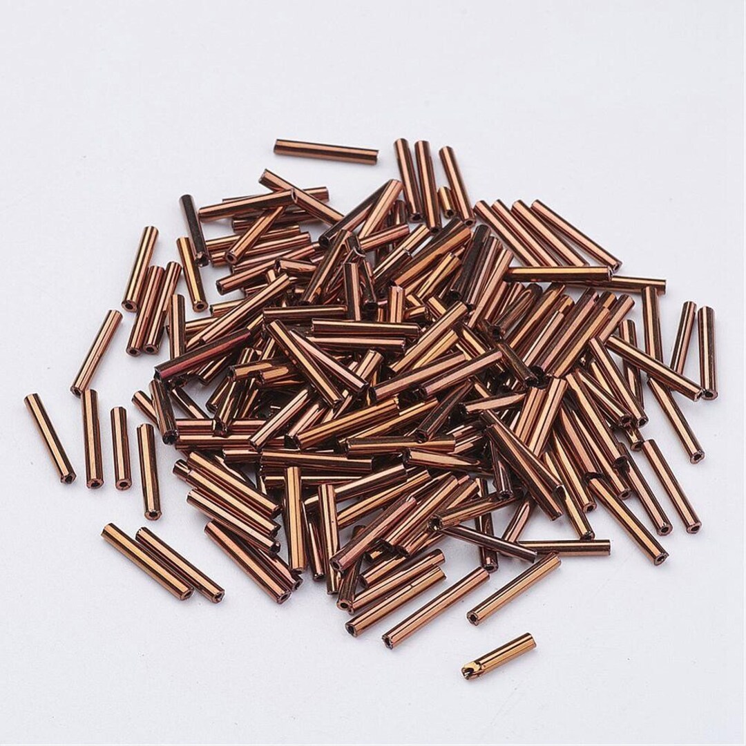 12mm Glass Bugle Beads - Caramel Brown 20grams - Etsy