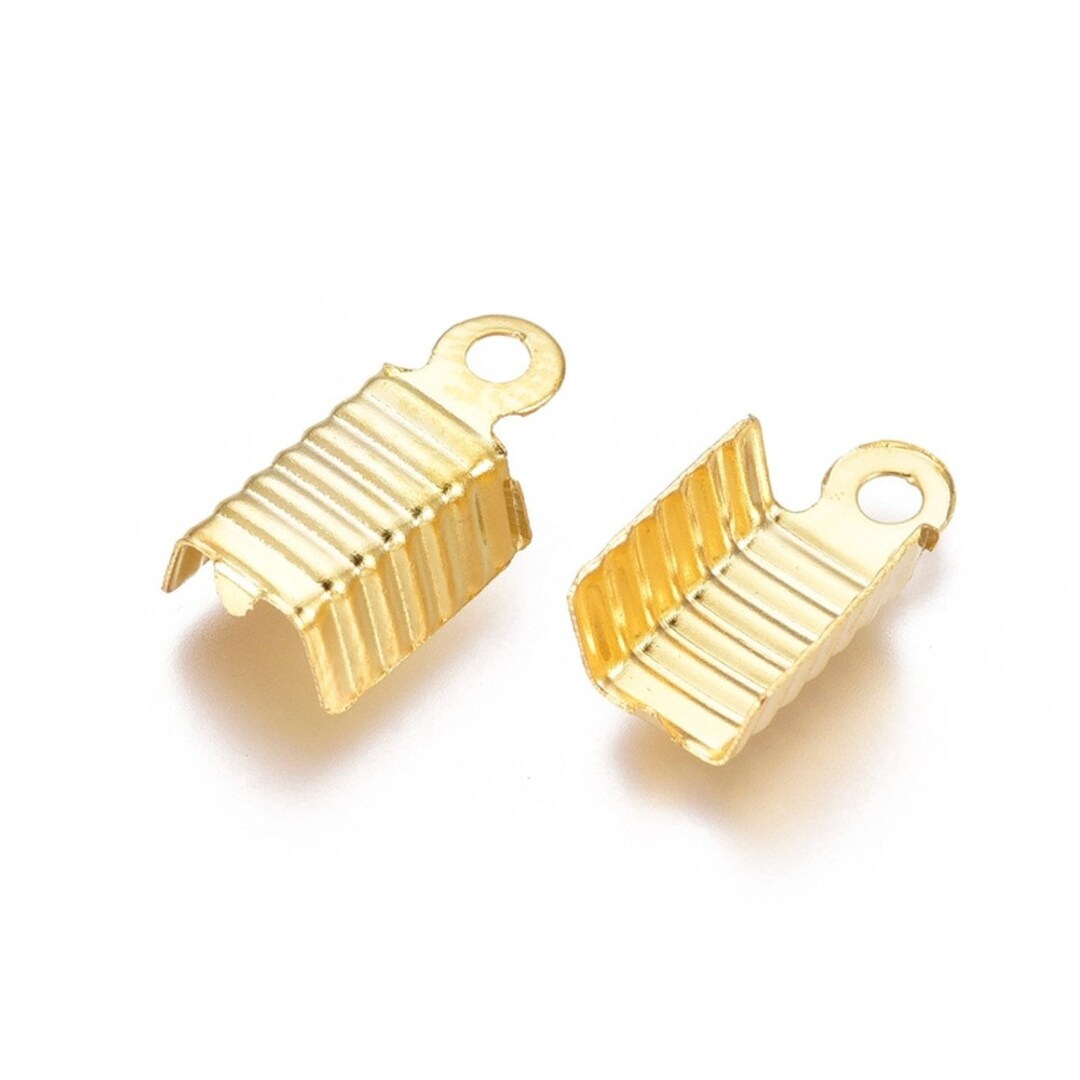 13x5mm Fold Over Crimp Ends Gold Tone 50pcs - Etsy