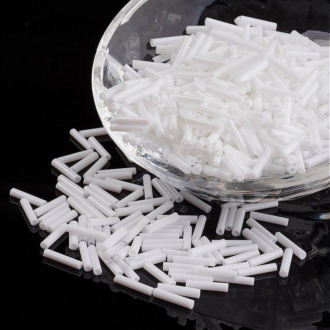 12mm Glass Bugle Beads: Opaque Creamy White 20g - Etsy