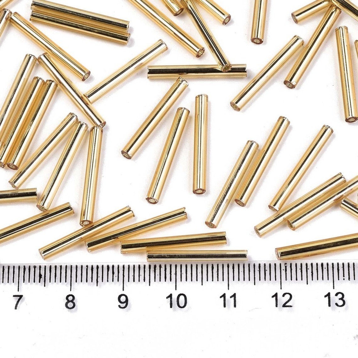 20mm Metallic Gold Glass Bugle Beads 20grams - Etsy