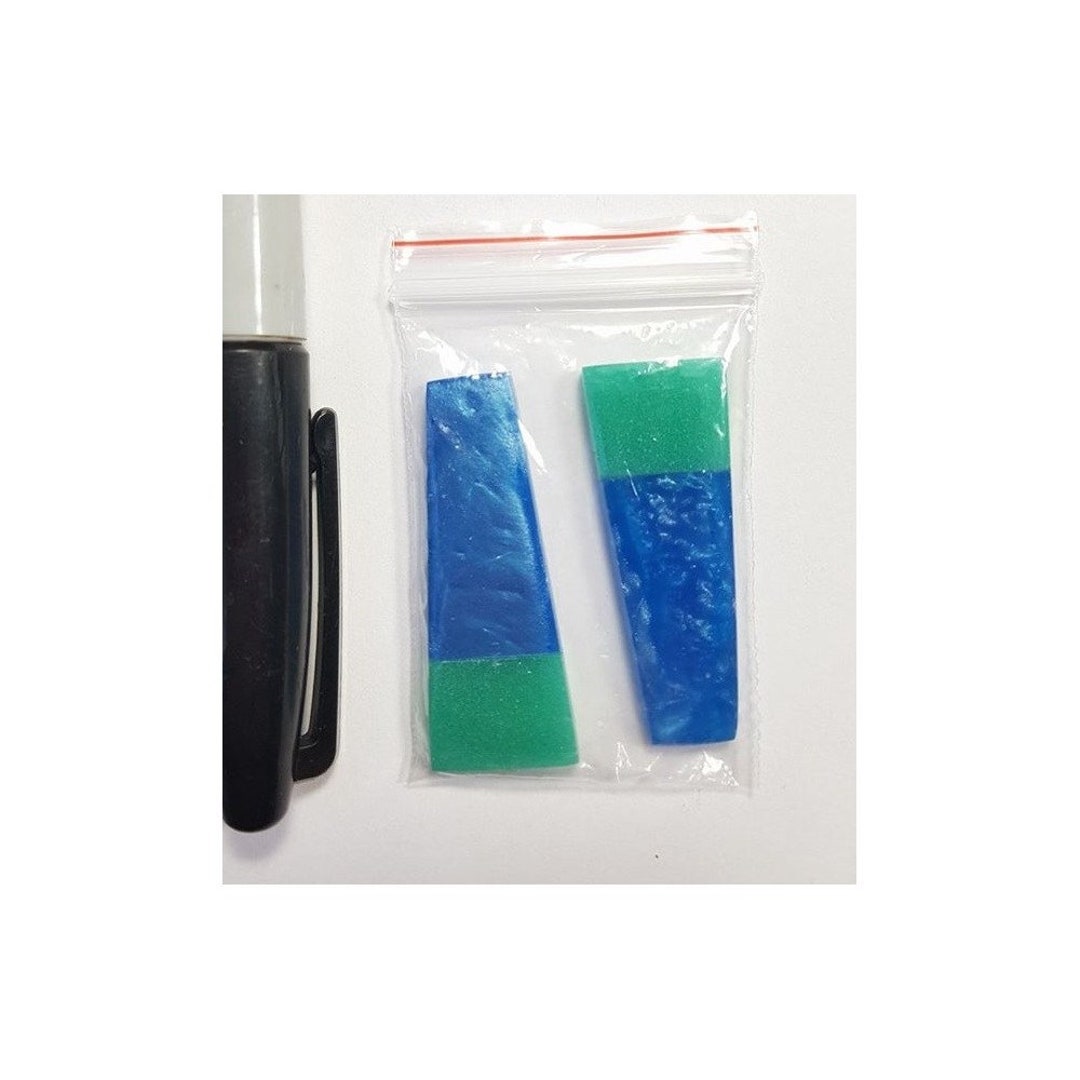 1 Pair Blue Perl With Teal Bottom Slab Inlay Trapezoid Cab - Etsy