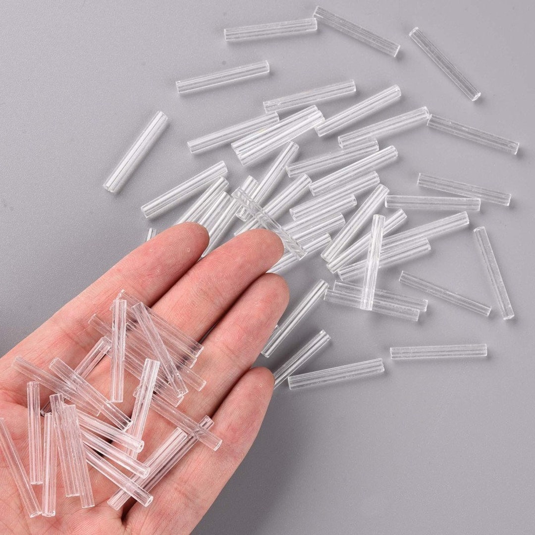 28mm Transparent Glass Bugle Beads - Clear 20grams - Etsy