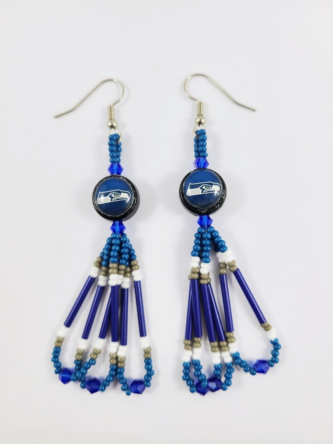 Cree Native Beaded Earrings Sea Hawks Dangle Fringe Authentic - Etsy