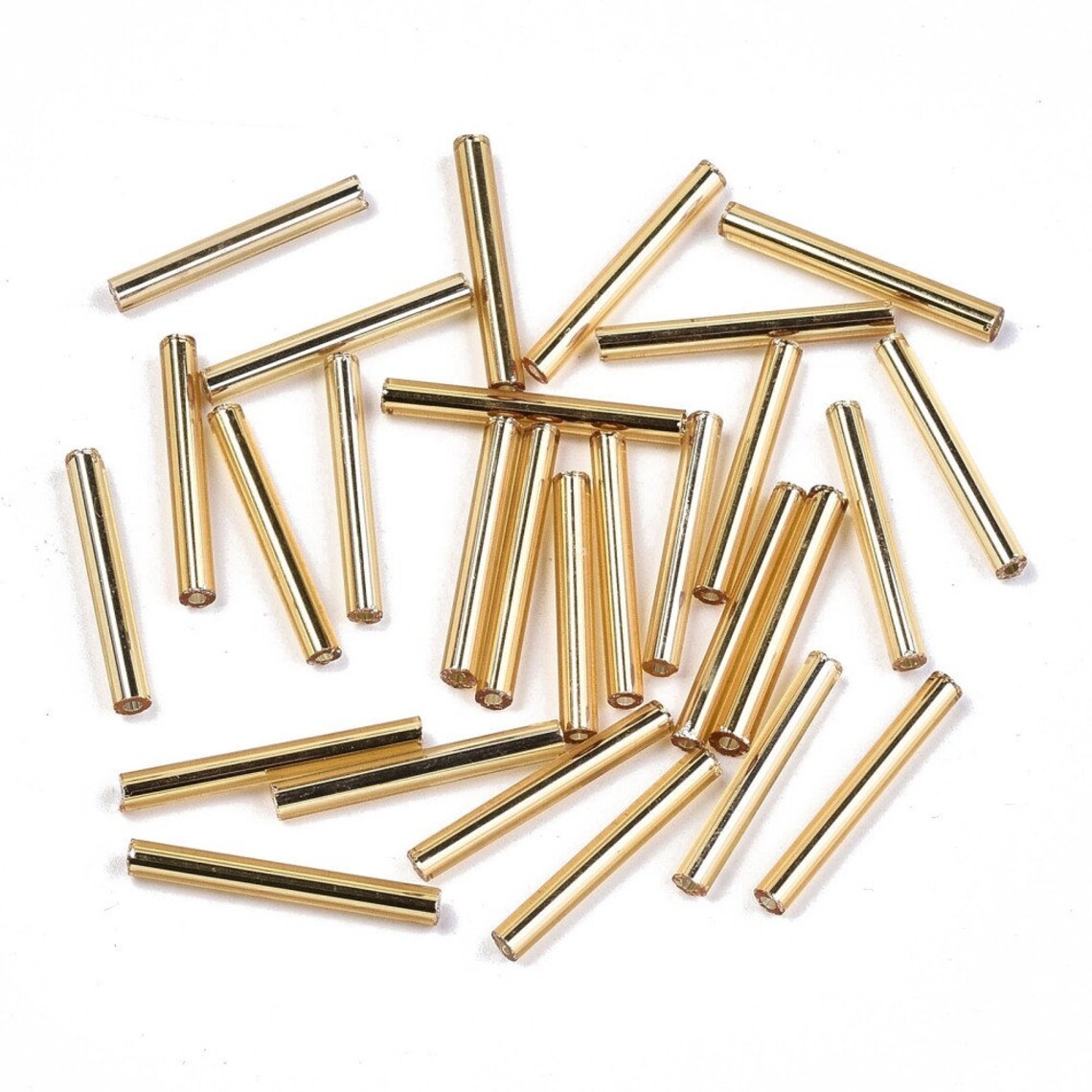 20mm Metallic Gold Glass Bugle Beads 20grams - Etsy
