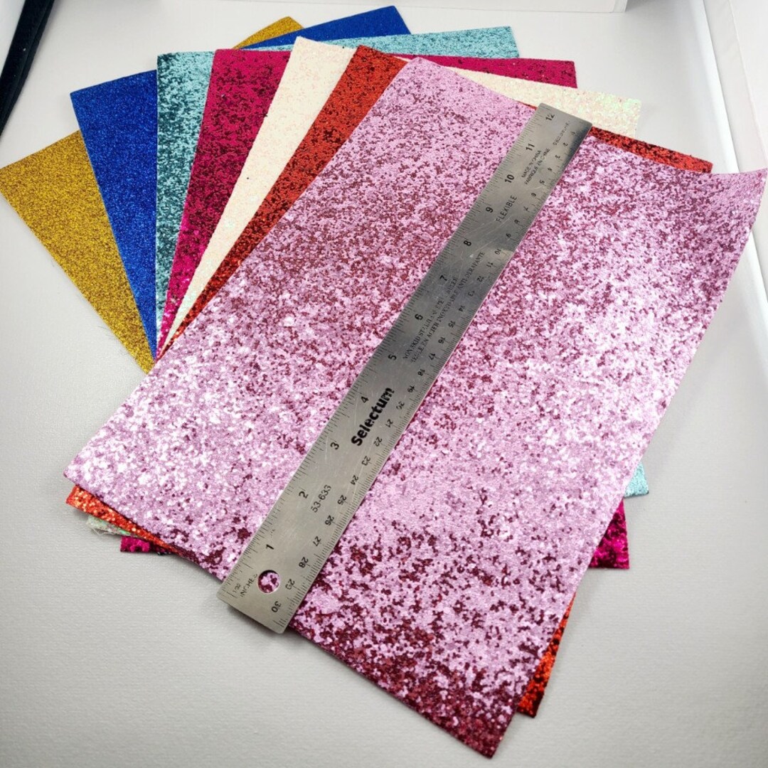 12x8" Glitter Vinyl Sheets, Pleather/faux Leather Backing Fabric ...