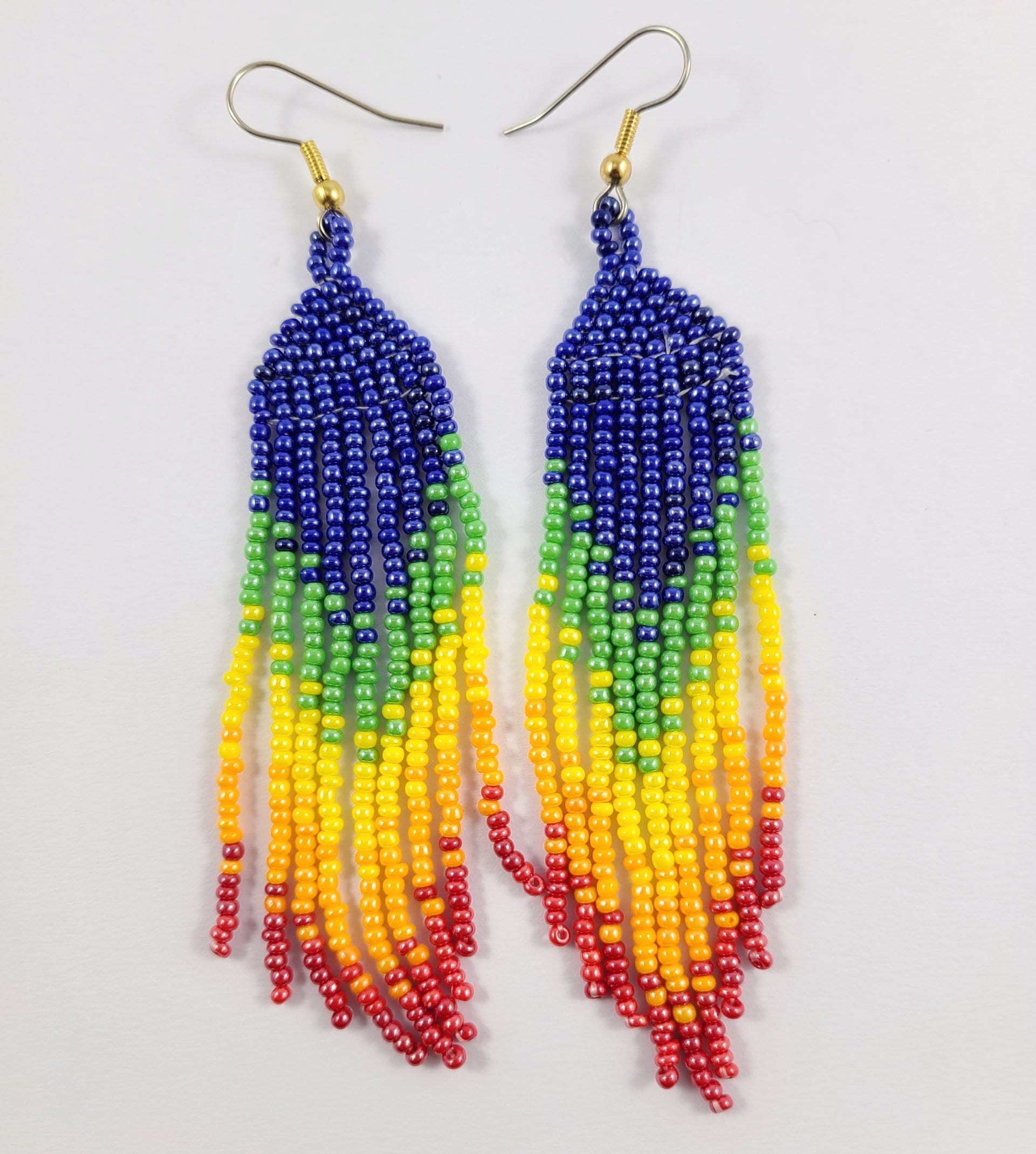 Cree Native Beaded Earrings Dangle Fringe Authentic Genuine Colorful - Etsy