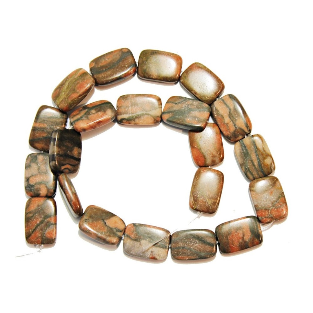 Natural Canyon Marble Beads 19x14mm Flat Rectangle (15
