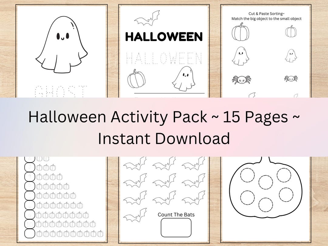 Halloween Preschool Activity Pack: Coloring, Tracing, Matching (PDF ...