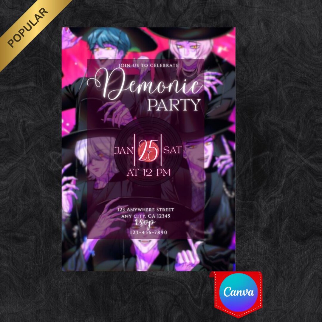 Demonic Party Invitation Editable Template, Gothic Dark Theme Invite ...